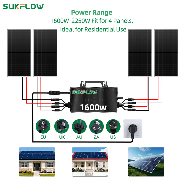 SUKFLOW 1600 Watts Solar Micro Inverter for Home Use 230V AC MPPT Pure ...