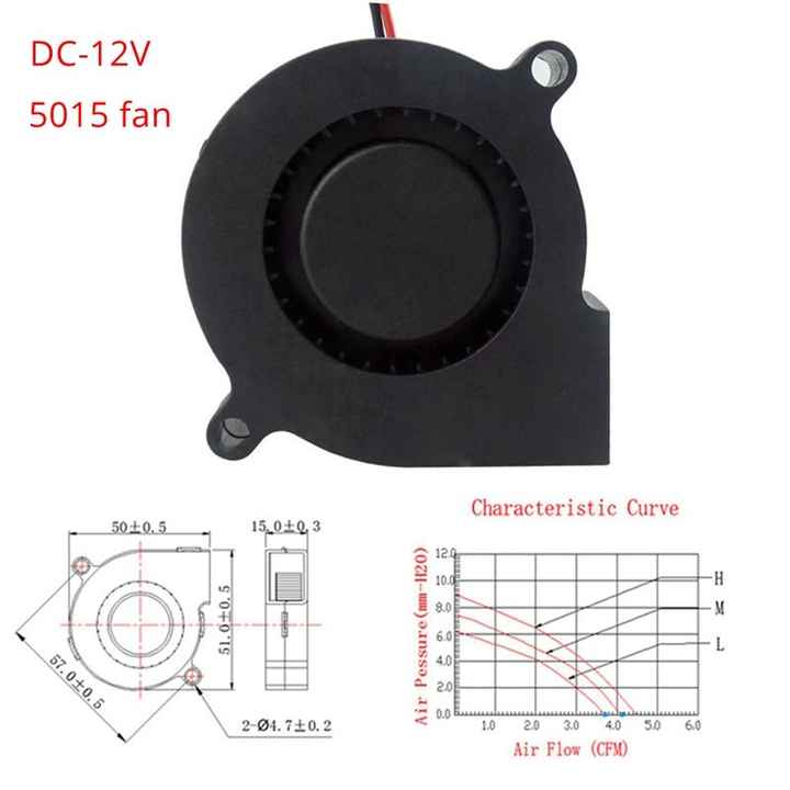 Mini Cooling Fan 50Mmx50mmx15mm 3D Printer Parts 5015 Radial Turbo Blower Fan DC 12V Cooling Fan ...
