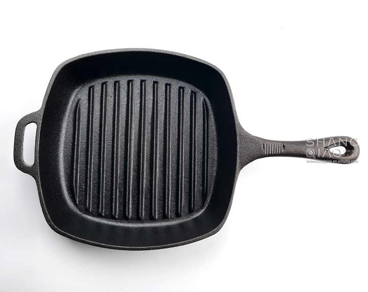 Pre-Seasoned Large Ridged Skillet Grill Pan Cast Iron Fry Pan Cast Iron ...