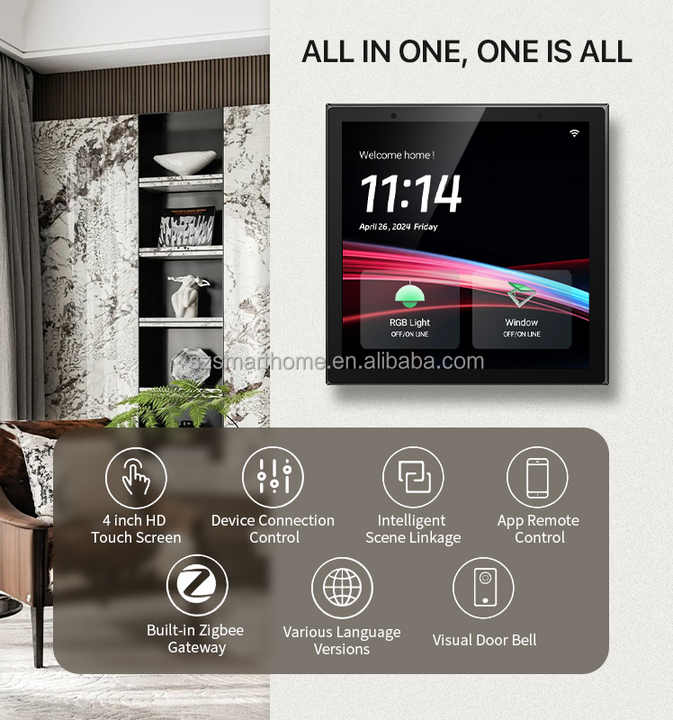2025 Tuya Smart Home Automation Control Panel 4 Inch IPS Screen Alexa ...
