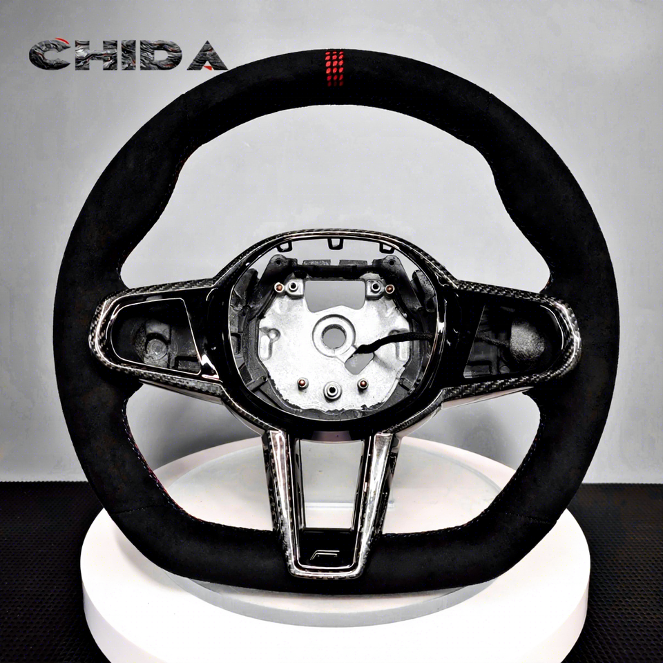 Leather Sports 3 Spoke CS Steering Wheel Frame Carbon Cover Plate for G ...