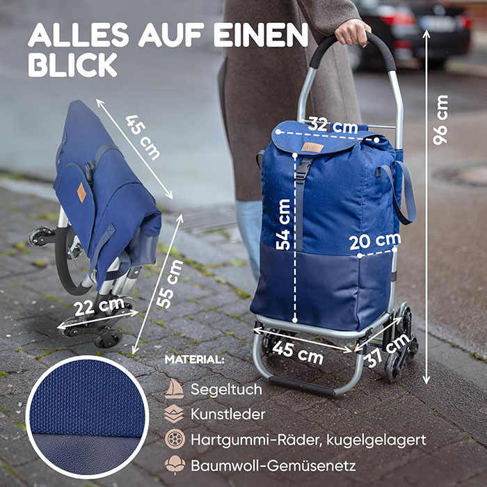 Folding Shopping Trolley with Stair Runner Trolley Shopper ...