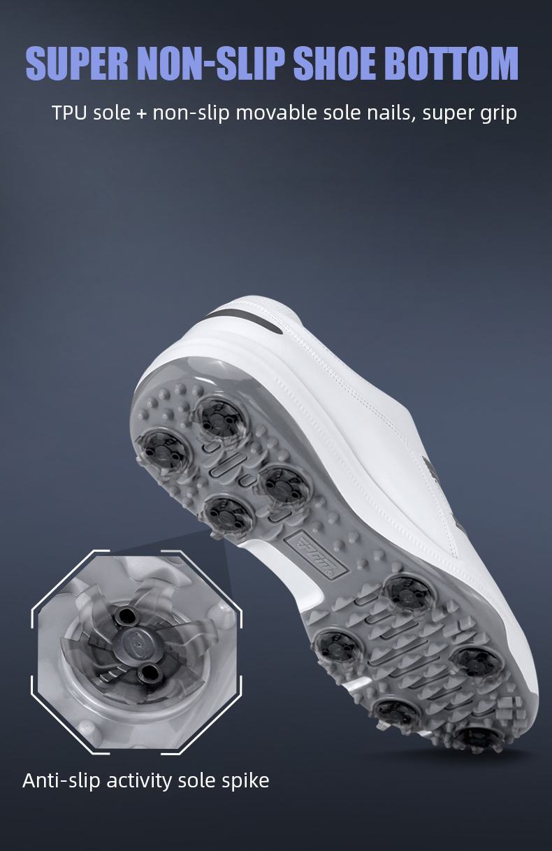 PGM XZ193 waterproof golf shoe foshan microfiber leather black spike ...