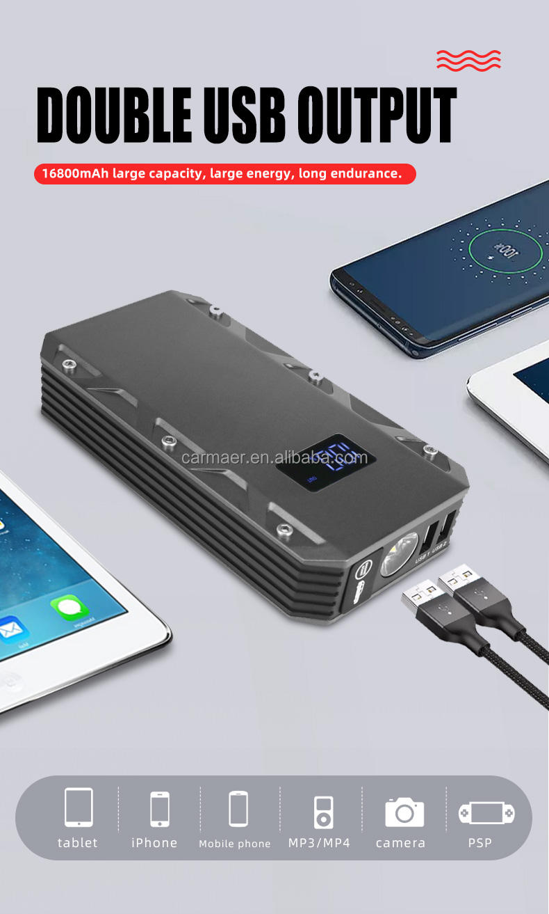 1200A 12V 16800mah high power motor portable car 12v with led light ...