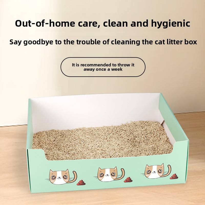 Foldable Disposable Cartoon Cat Litter Box Lazy Cat Toilet Outdoor ...