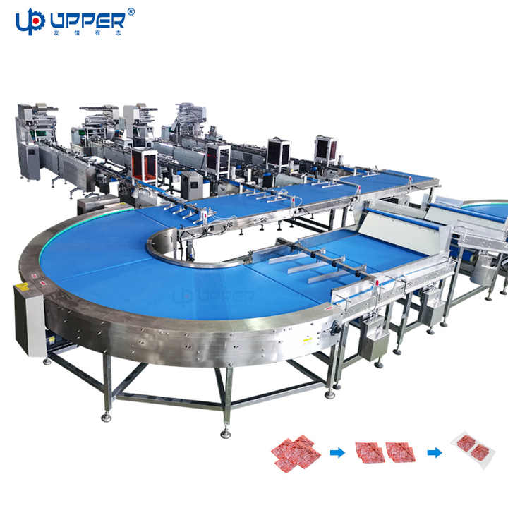 Dried tofu sheet cheese Turning feeding Packaging Line Automatic stacking biscuit Flow Packing ...