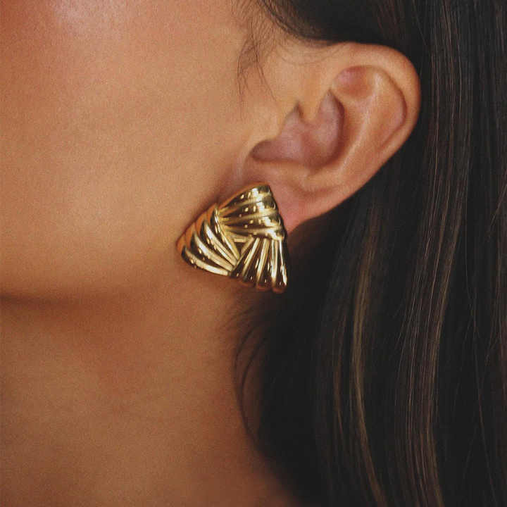 Fashion Waterproof 18K Gold Plated Statement Earrings Jewelry Women 316L Stainless Steel ...