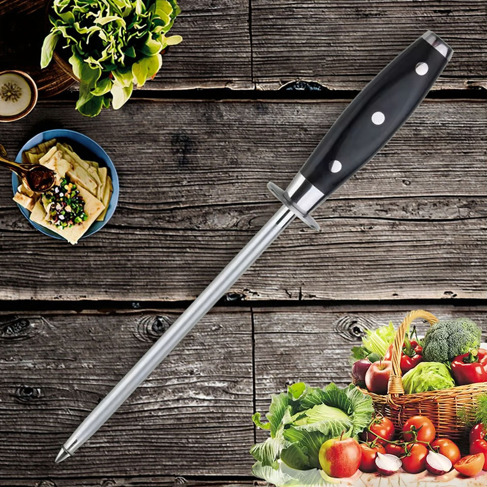 8 Inch Diamond Sharpening Steel Rod G10 Handle Double-Sided Multi-Grit ...