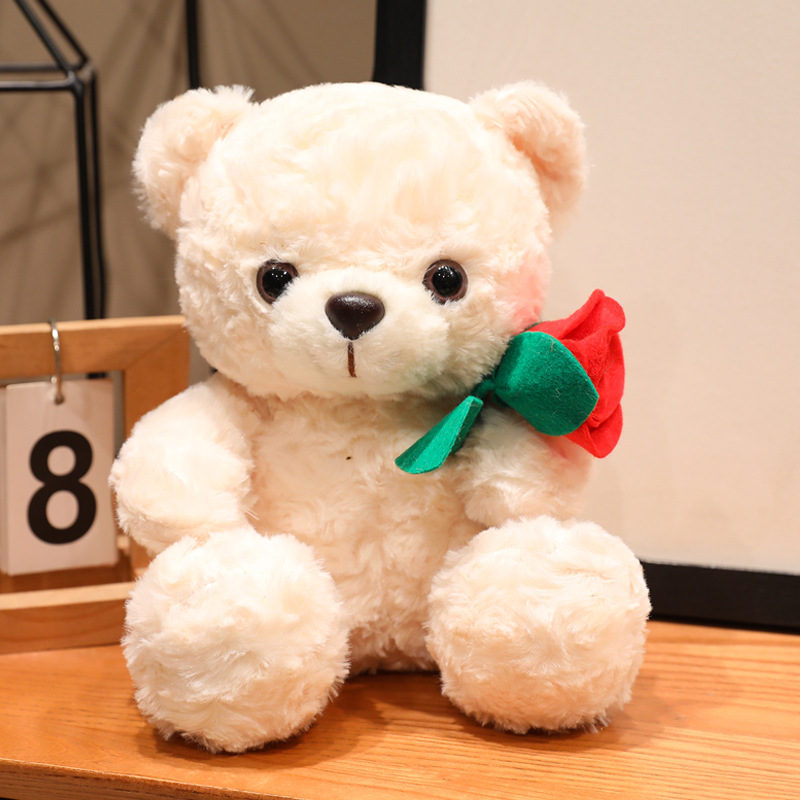 Cross-border Rose Teddy Bear Plush Toy Flower-Holding Cartoon Bear Doll ...