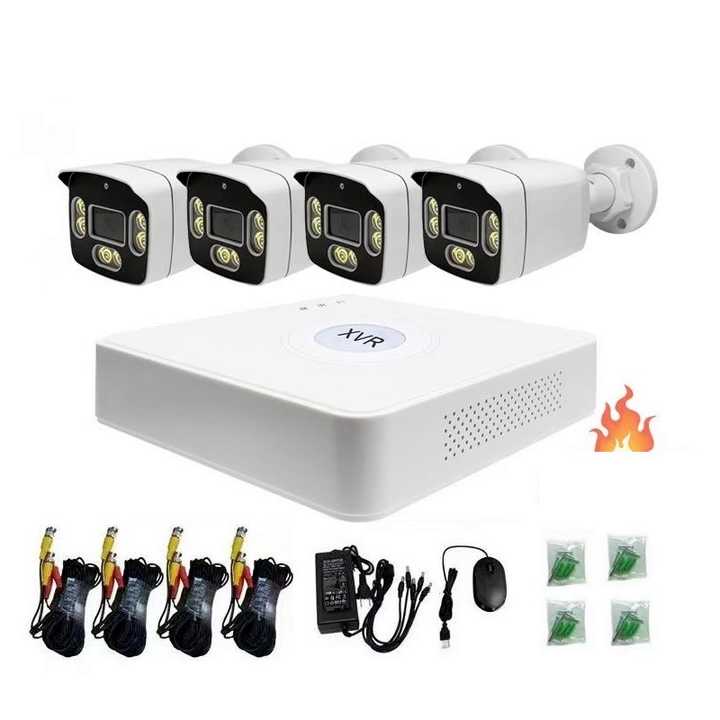 CCTV Camera Warm Light Full Color Night Vision 1080p Kit