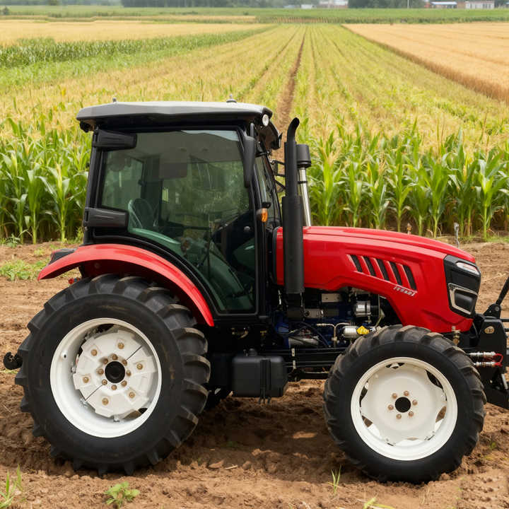 Green Diesel Farm Tractor with Air-Conditioned Cabin Core Components ...