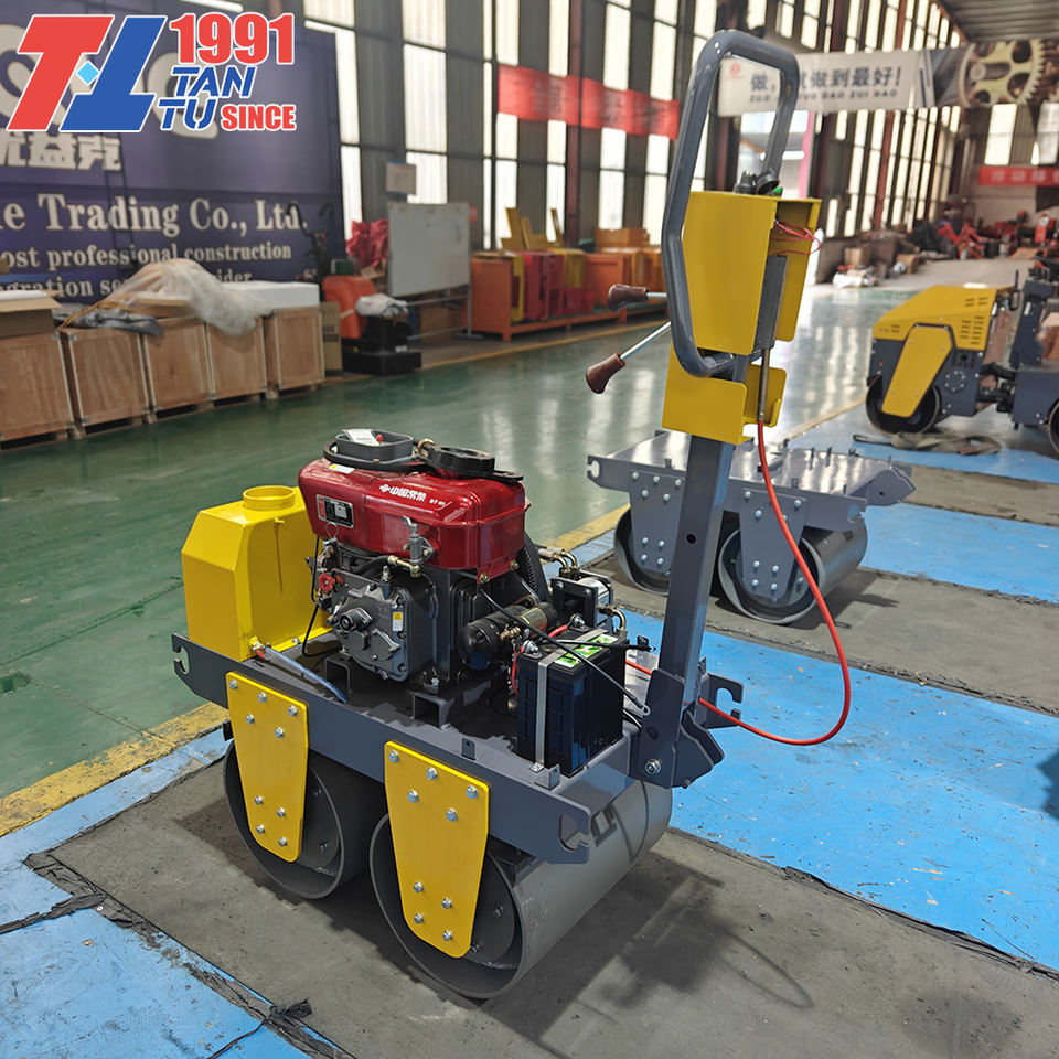 Plastic Compactor Machine 2 Ton Double Drum Roller Diesel Engine High ...