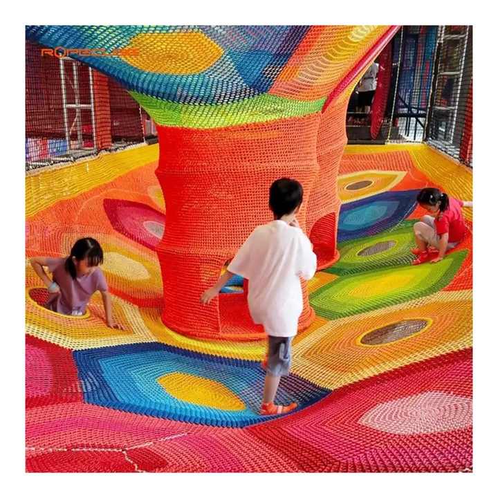 New Design Children Indoor Rainbow Rope Net Climbing Trampoline Park ...