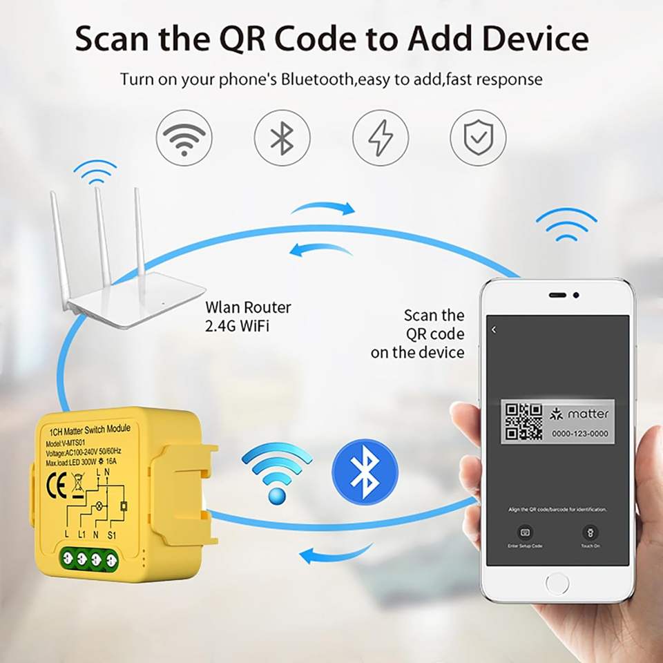 Matter Smart Switch Module 16A - DIY Light Relay Control