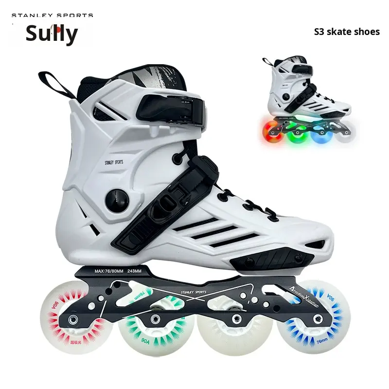 Professional Adults College Students Fancy Flat Inline Skates Flashing ...