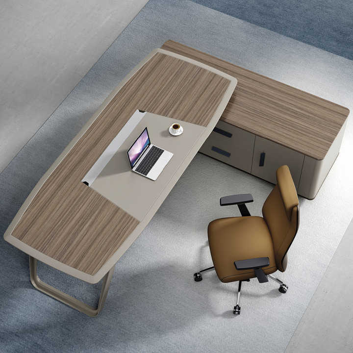 Modern MDF Office Desk - L-Shape CEO Desk with Extendable Feature