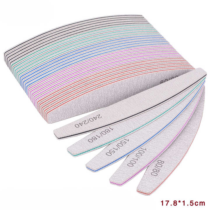 Professional Half Moon Nail Sanding File 80/80 100/100 150/150 180/180 ...