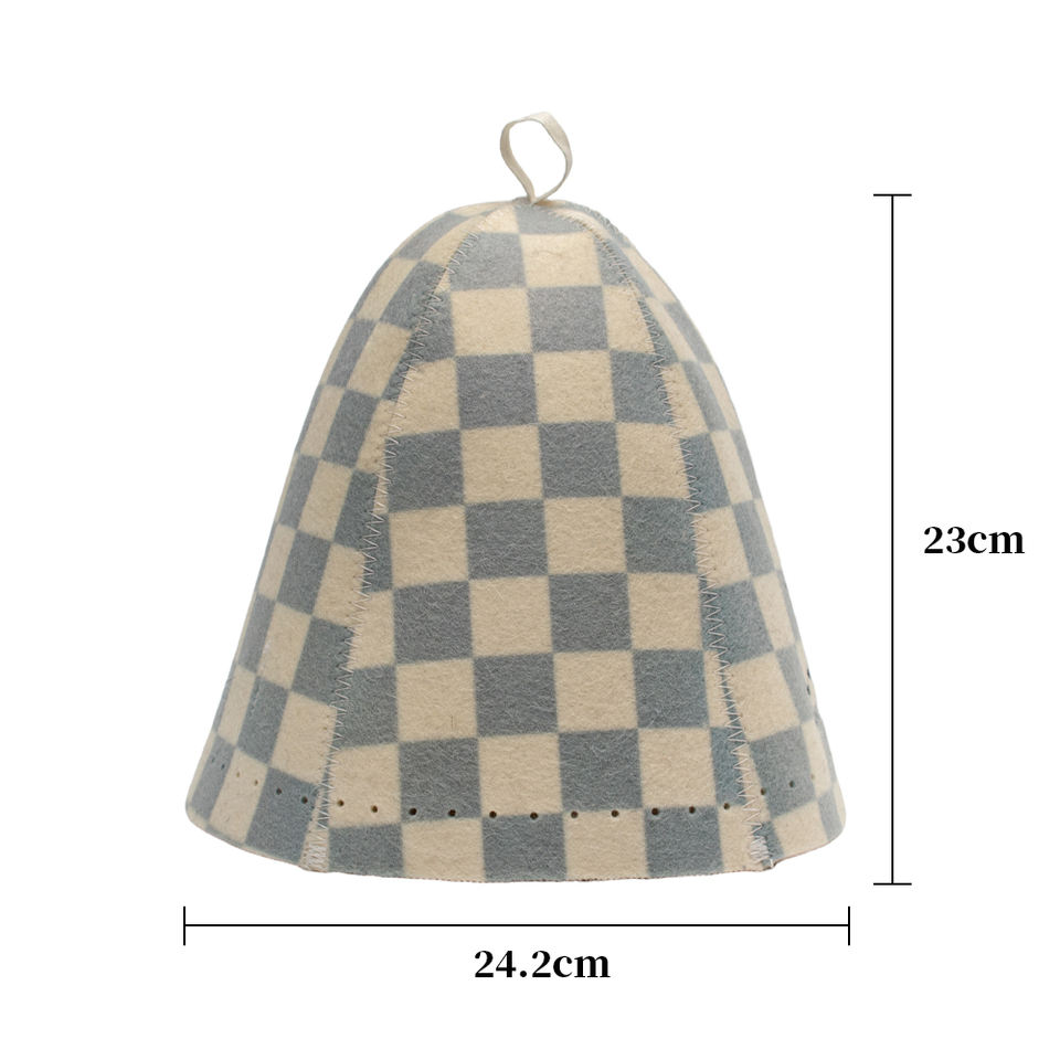 Gray Checkered 100% Wool Waterproof Thermal Sauna Hats for Unisex Use ...