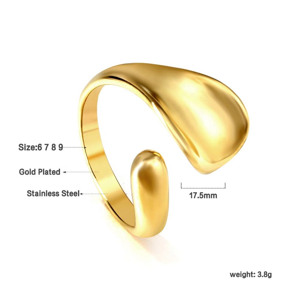 Customizable 18K Gold Plated Stainless Steel Finger Rings Women Trendy ...