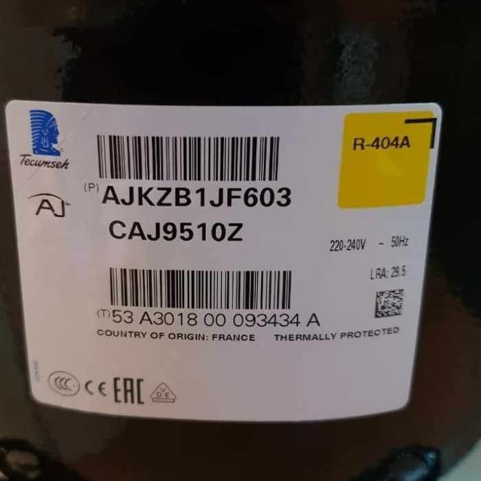 Tecumseh CAJ9510Z Compressor R404A 1PH Valve / Tube CSIR MBP/HBP 1.1 ...