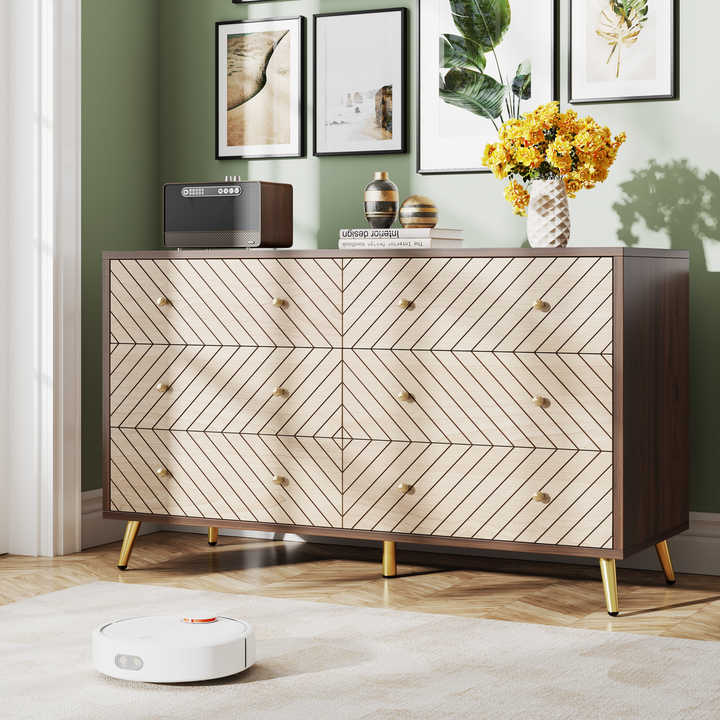 Tribesigns Modern Accent MDF Wooden Room Cabinet Chest of Drawers of ...