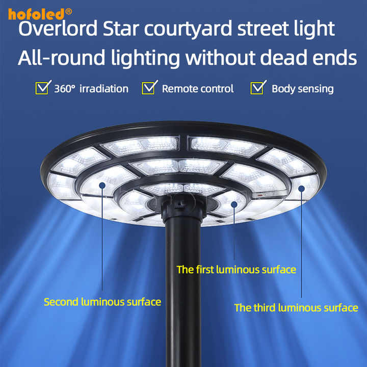Hofoled Solar Panel Round Flagpole Lamp 1500W 2000W Outdoor LED UFO Solar Street Garden Light ...
