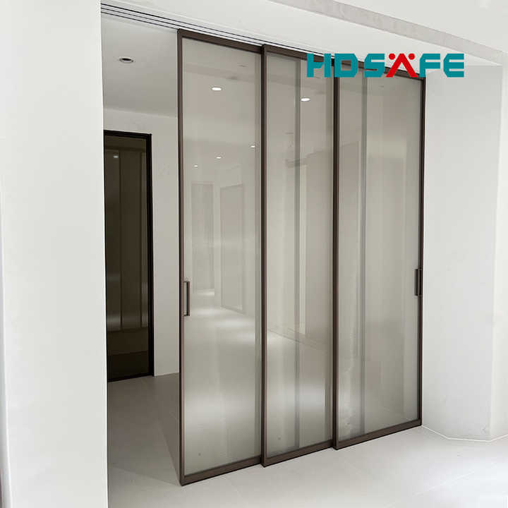 Black Slim Frame Soft Closing Sliding Door for Home