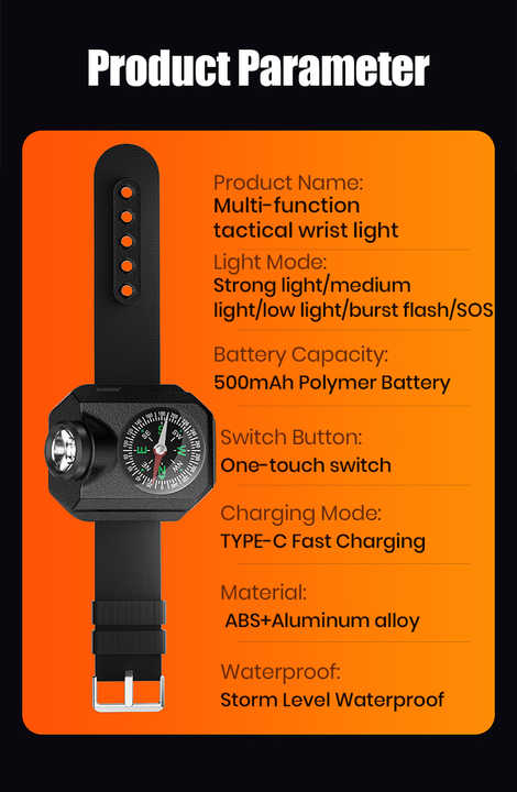 Skyray Watch Torch Watch Flashlight With Compass Work Light Work Lamp ...
