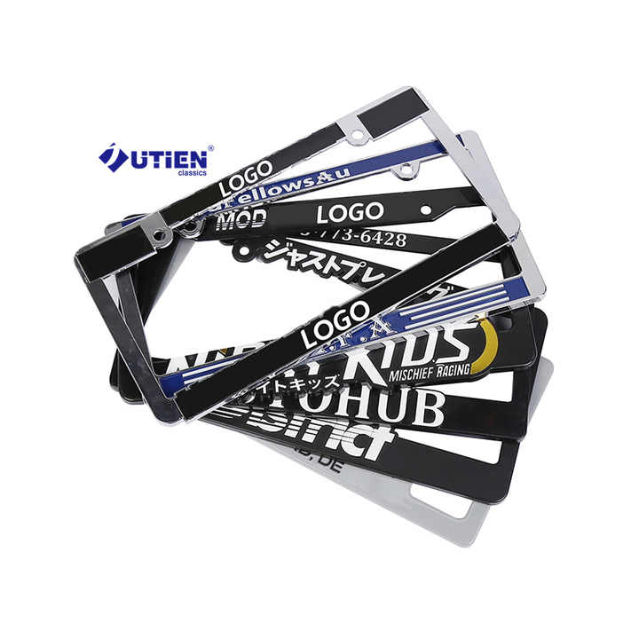 Factory Price USA Custom Plastic License Plate Frame logo Number Black ...