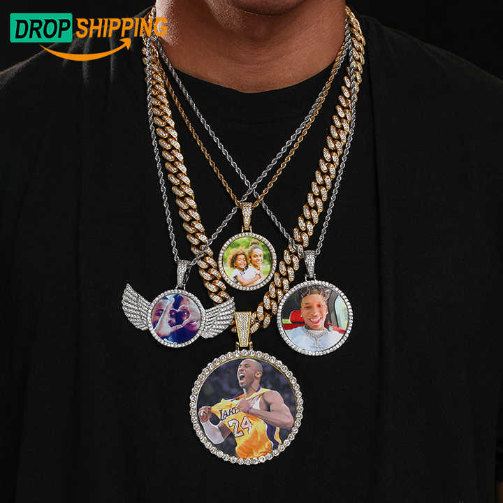 Personality Hip Hop Picture Memory Jewelry Gold Plated Brass 5A Zircon ...