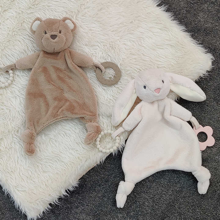 Custom Stuffed Sheep Animal Baby Comforter Soothing Plush Toy Baby ...