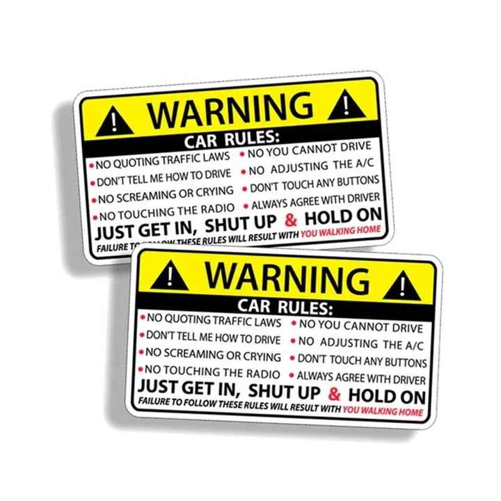 Tagless Car Safety Warning Rules Decal PVC Sticker Sublimation Heat ...