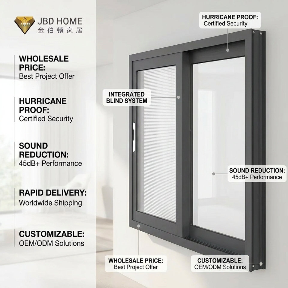 Modern Sliding Hurricane Impact Windows Aluminum Alloy Frame Heat ...