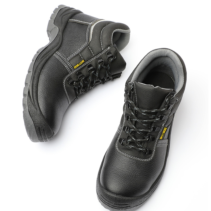 Building Construction Leather Steel Toe Work Shoes PU Sole Security ...