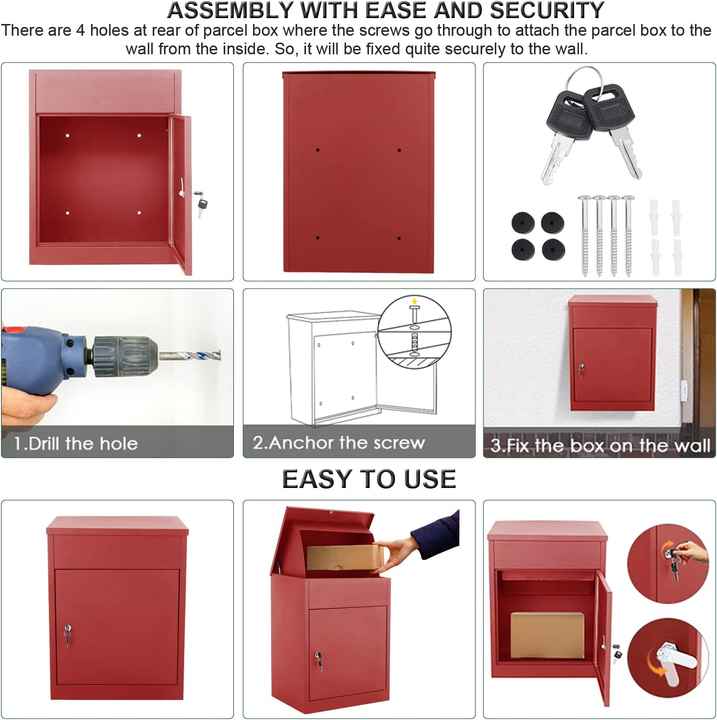 Outdoor Weatherproof Wall Mounted Delivery Box Smart Parcel Drop Box ...