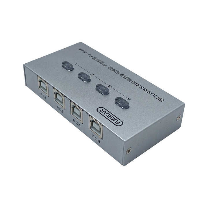 FJ-4UA-T Fjgear 4 Port Usb2.0 Sharing Switch 4 Computer Share a Printer with 2 Pure Coppers ...