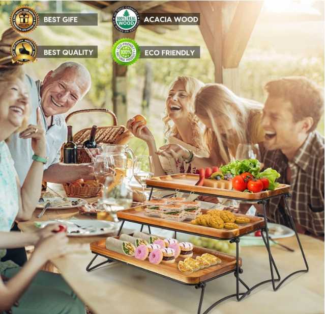 Acacia Wooden Decorative Towers for Dessert Table Display for Living ...