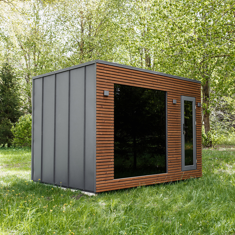 Custom Square Modern Solid Wood Outdoor Sauna Room with Changing Room ...