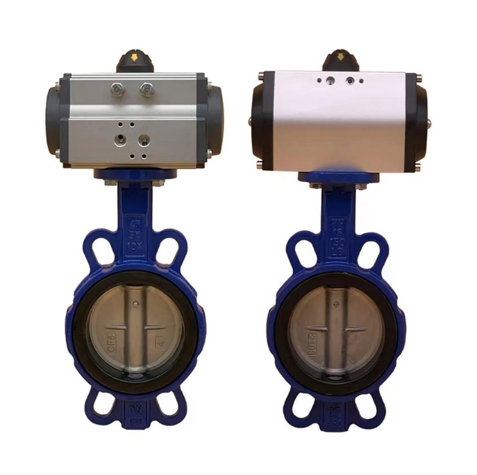 Pneumatic Wafer Butterfly Valve with PTFE Soft Seal for Industrial ...