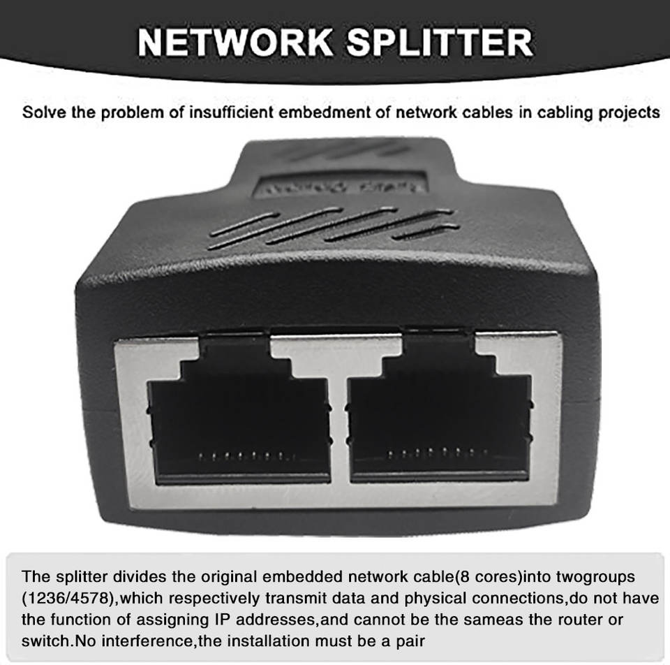 LAN Ethernet Adapter Mount RJ45 Cable Connector 8P8C Extender Plug 1 to ...