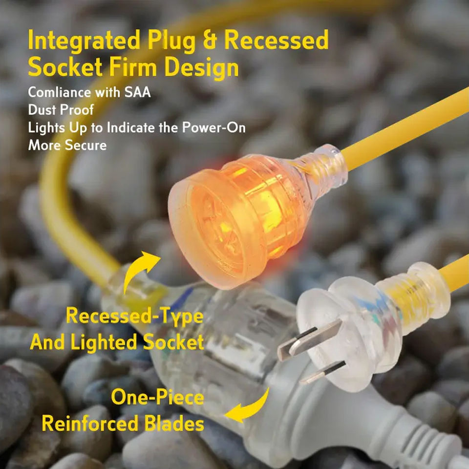 AU 25 Meter Extension Cable Yellow Plug & Outlet Outdoor 10 Amp ...