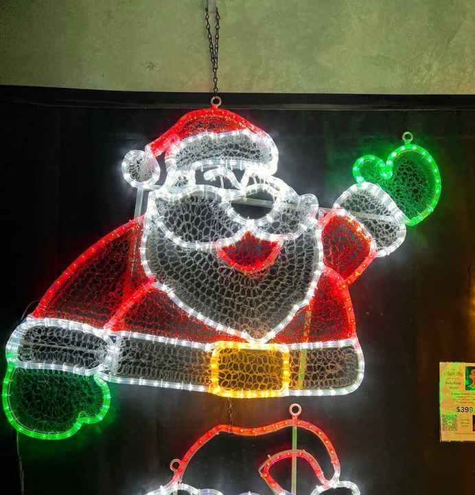 Customized 2d Led Santa Claus Decor Iron Frame Lighting Ornaments Motif ...