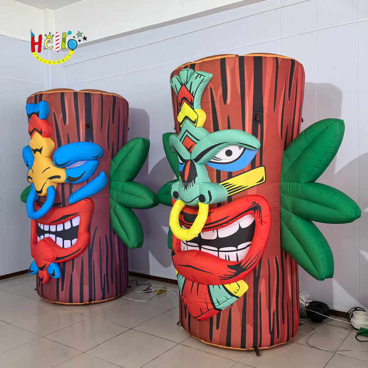 Hawaiian Luau Party Decor - LED Lighted Tiki Pole Pillar