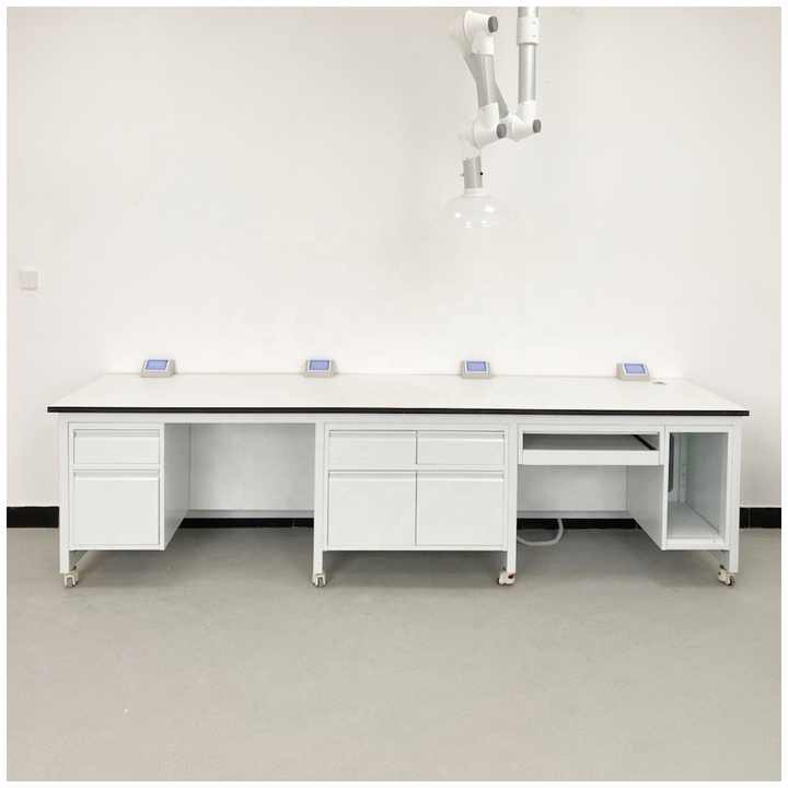 White Chemical Laboratory Furniture with Phenolic Resin Top Mobile Lab ...