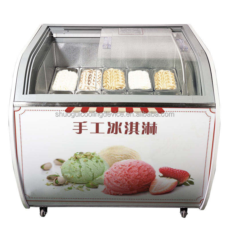 Commercial Use Ice Cream Freezer Showcase Gelato Display Cabinet ...