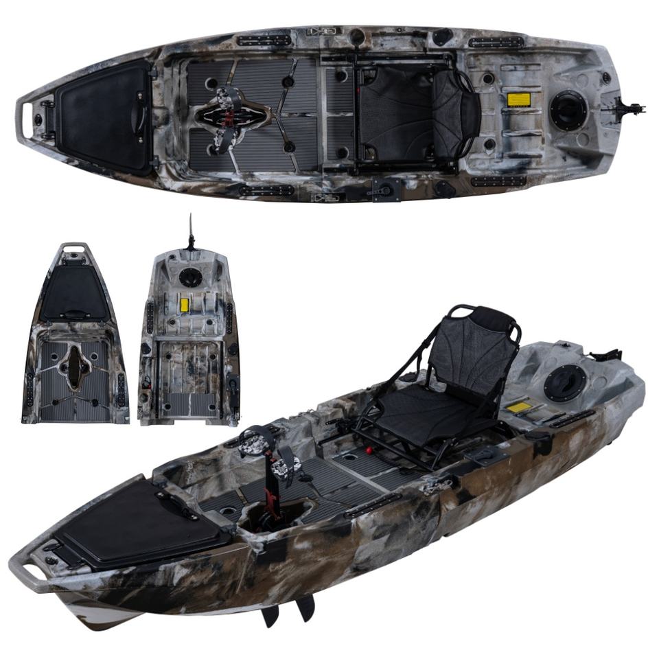 Modular Durable HDPE Plastic Fishing Kayak Two-Section 3m Pedal Drive ...