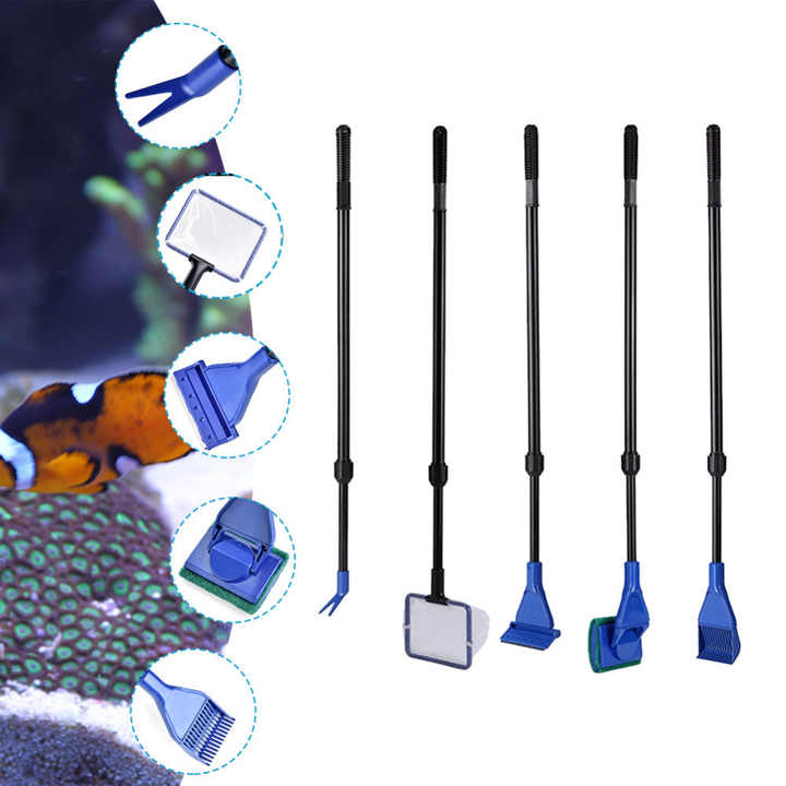 C&C Upgraded Telescopic 6 in 1 Aquarium Cleaning Kit Brush for Fish ...