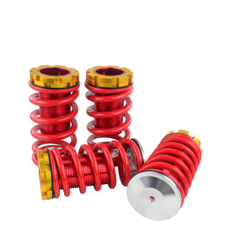 AUSO Lowering Ratio Adjustable Red Car Coilover Suspension Shock ...