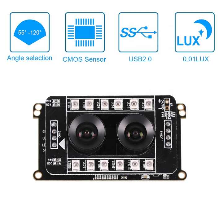 Dual Lens RGB CMOS Sensor Night Vision HD 720P USB 2.0 Face Recognition ...