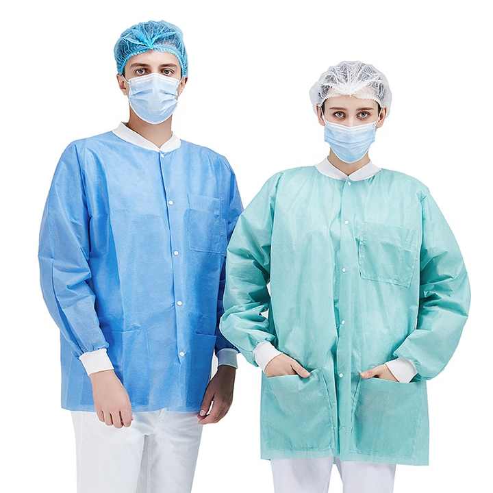 White Disposable Polypropylene Lab Coat / Visitor Coat / Lab Jacket ...